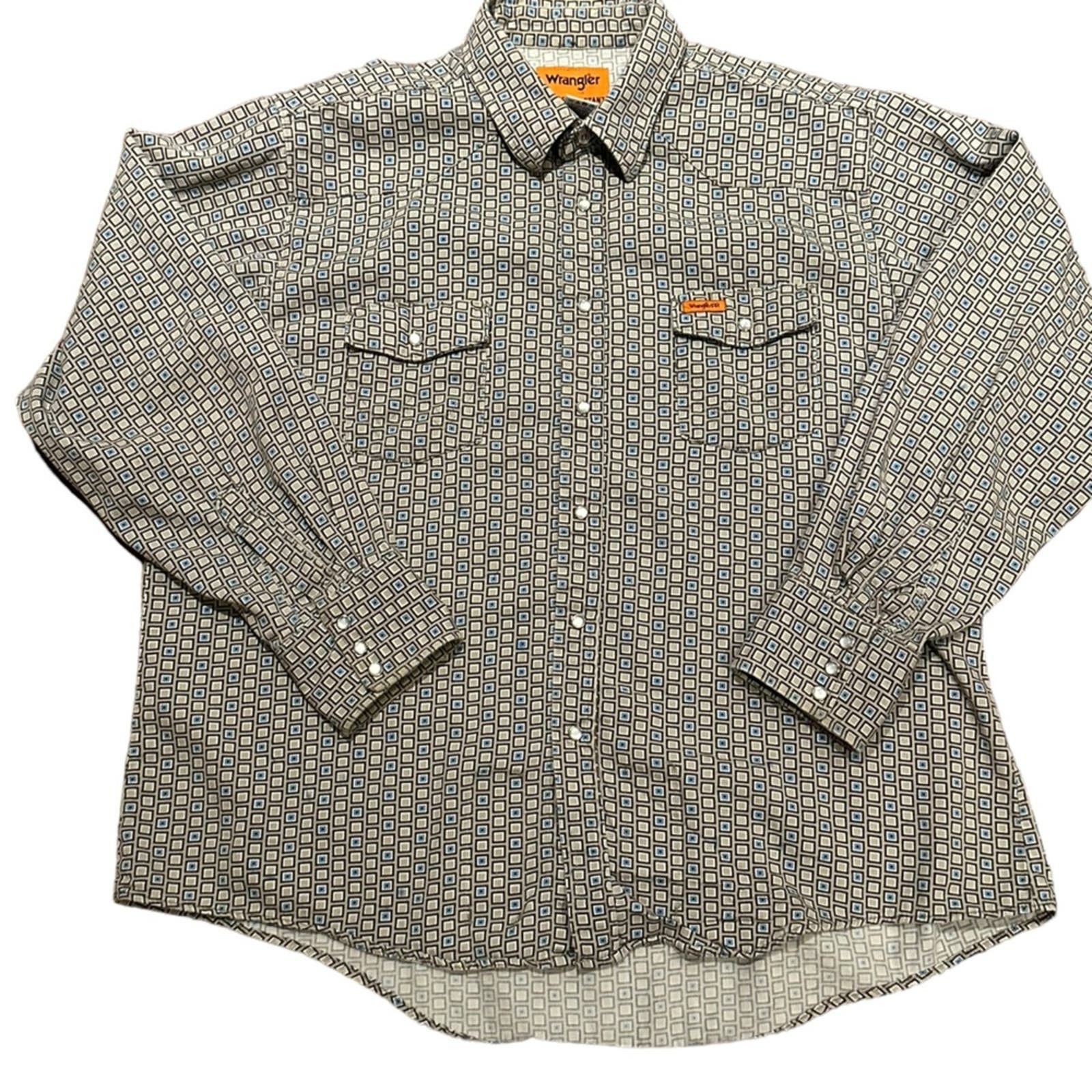 Wrangler Wrangler Flame Resistant XXL Tan Pearl Snap Western Shirt ...