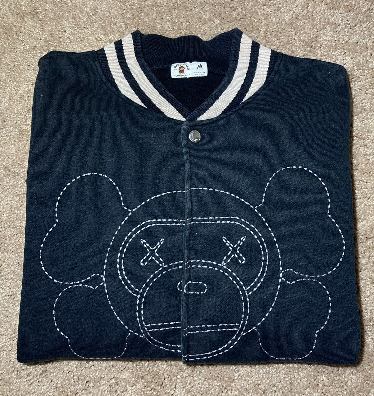 Bape × Kaws 2006 Bape Kaws Baby Milo Bone Varsity Jacket Bomber Logo OG | Grailed