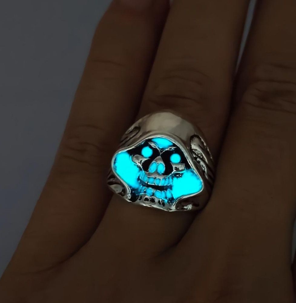 Vintage Luminous Halloween Retro Death Skull Ghost Head Ring | Grailed