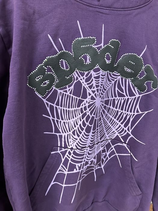Spider Worldwide SP5DER HOODIE WEB GRAPE RHINESTONES | Grailed
