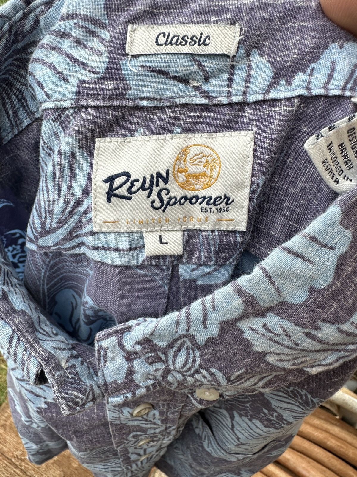 Reyn Spooner Reyn Spooner Hawaiian Print 3/4 Button Blue Men's Large ...