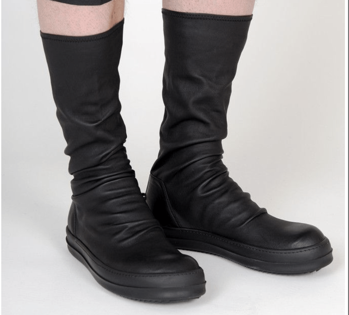 Rick Owens Triple Black Cyclops Leather Sock Ramones | Grailed