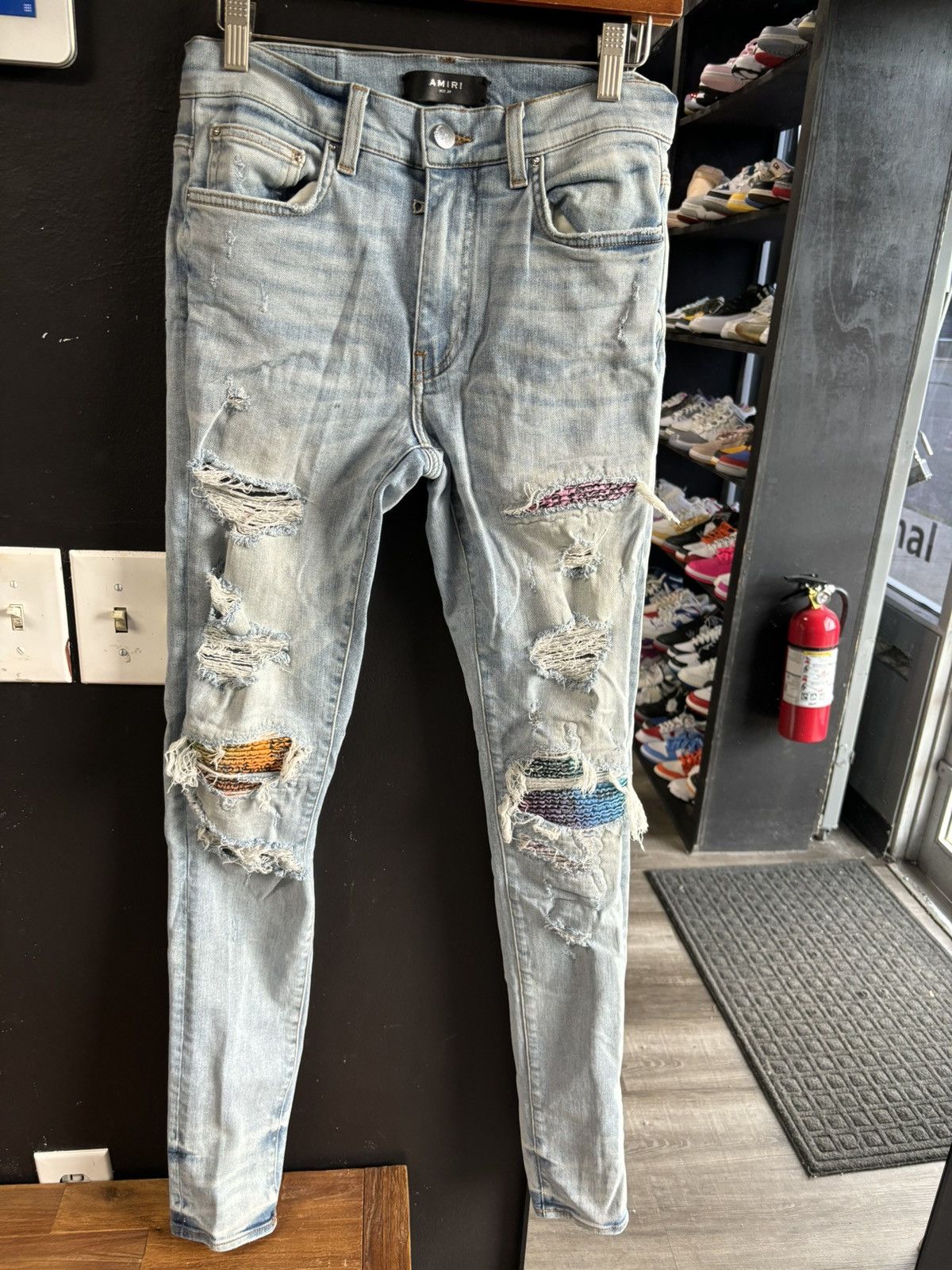 Amiri AMIRI mx1 jeans blue orange patches | Grailed
