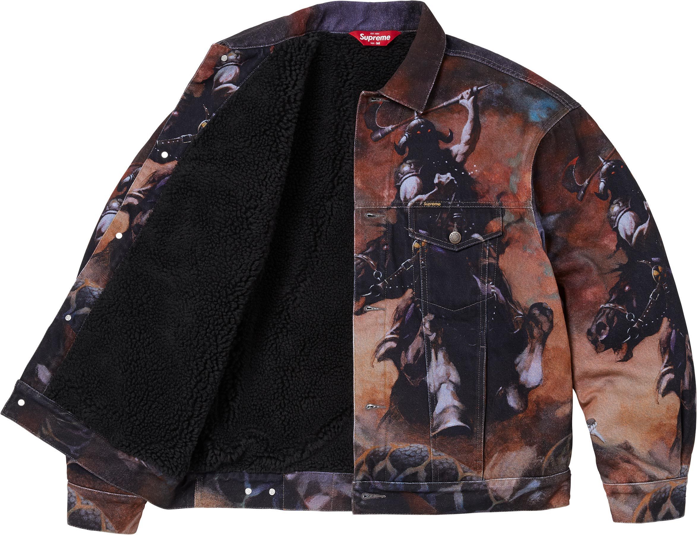 Supreme FRANK FRAZETTA FAUX SHEARLING LINED TRUCKER JACKET | Grailed
