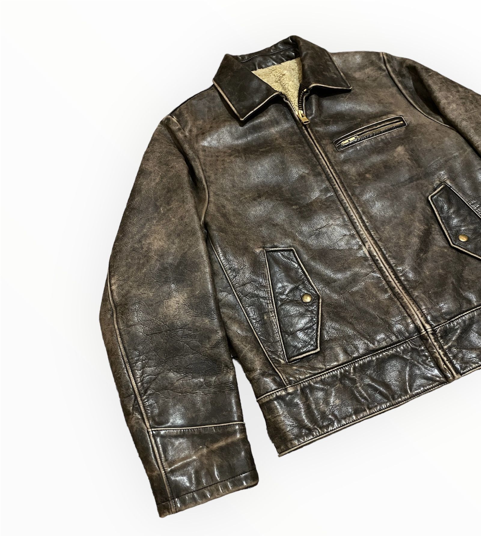 Archival Clothing × Leather Jacket × Very Rare Vintage 80s Distressed ...