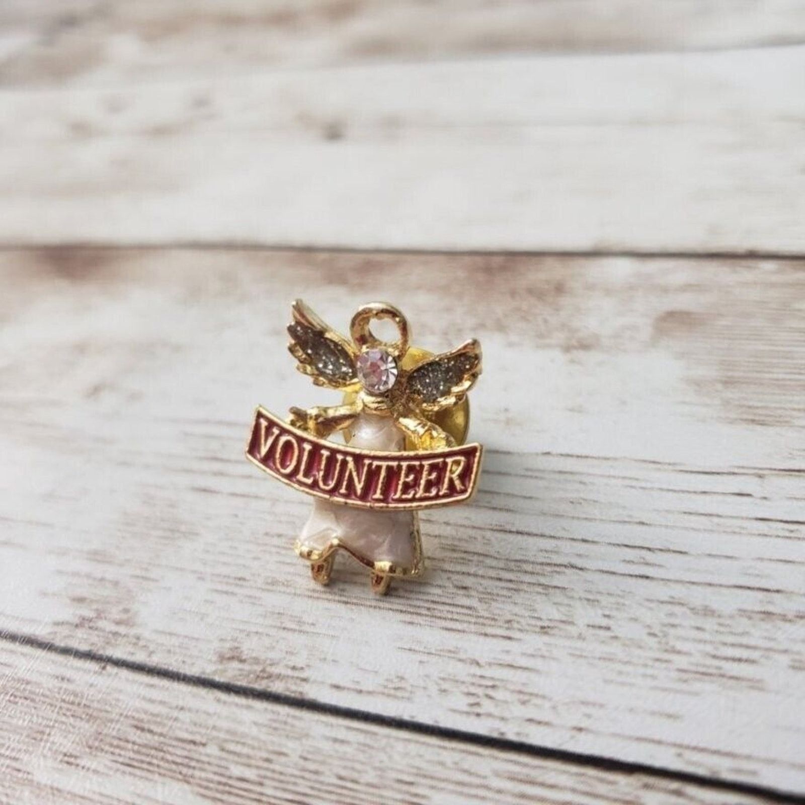 Other Pin / Brooch - Gold Tone Angel with Volunteer Sign | Grailed