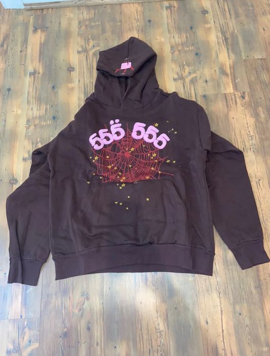 Streetwear Brown 555 Sp5der Hoodie | Grailed
