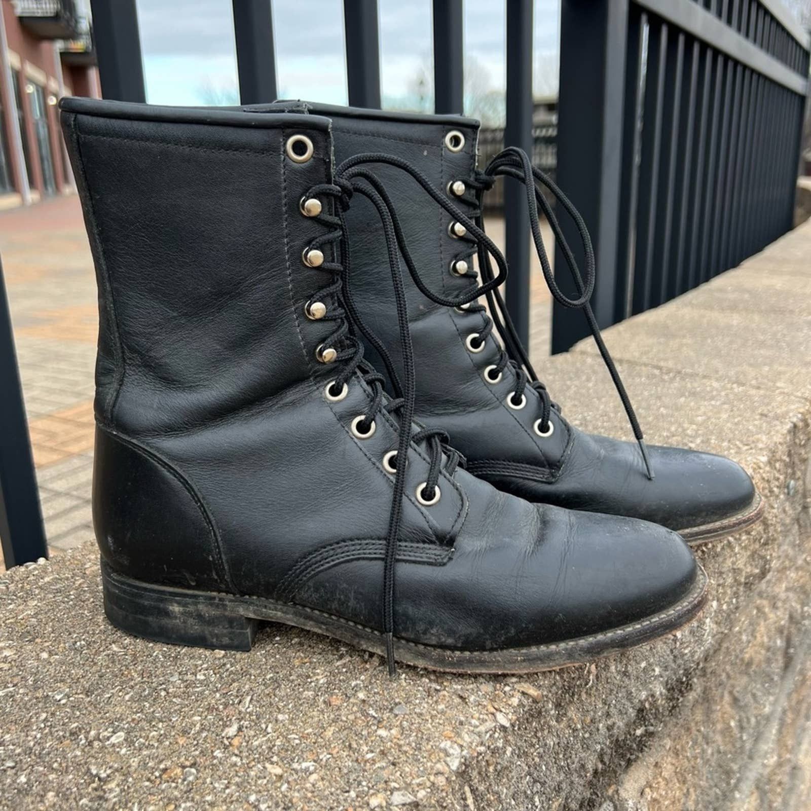 Justin Boots Vintage Justin Boots black roper lace up granny booties ...