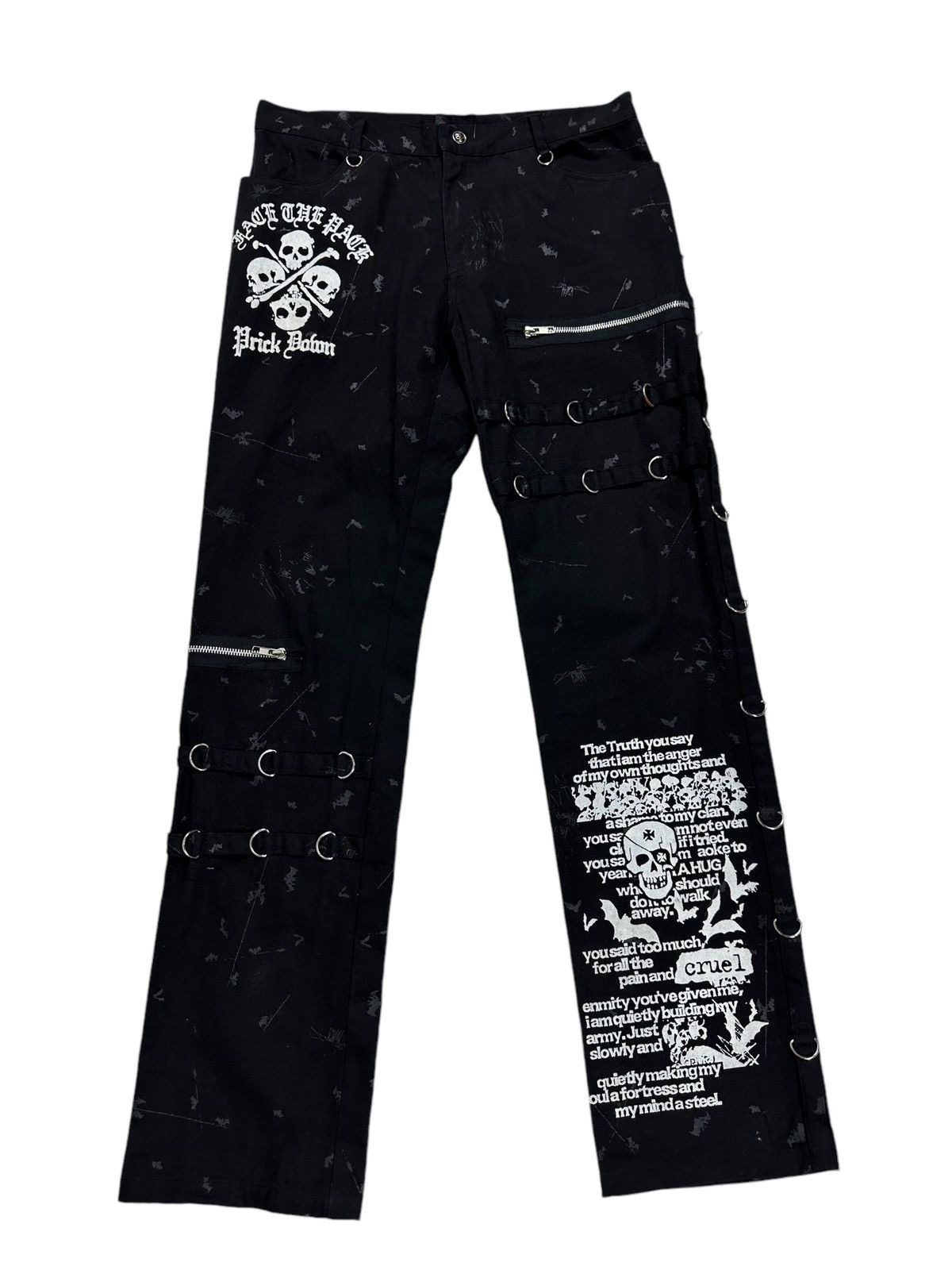 Avant Garde × Streetwear Punk Rock Bondge Skull Skeleton Poem Style ...