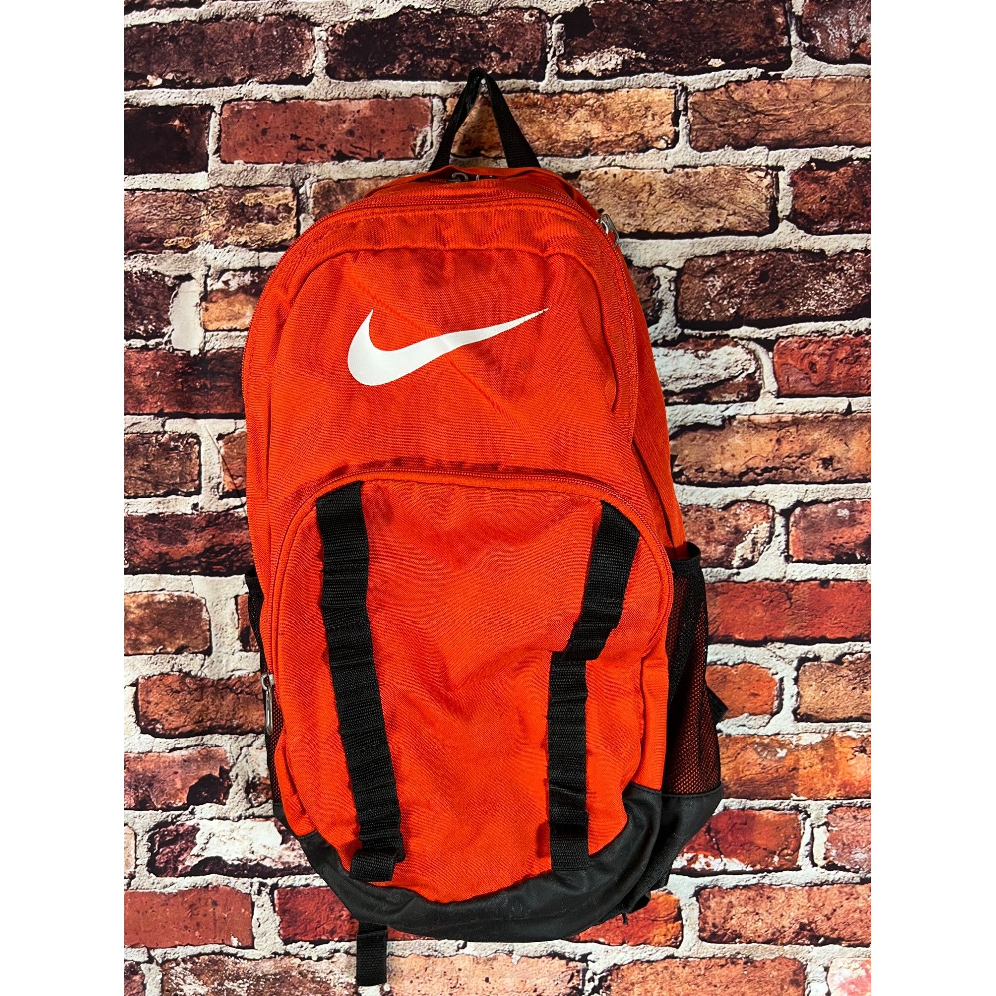 Nike Nike Orange & Black Backpack With Mesh Side Pockets & Double | Grailed