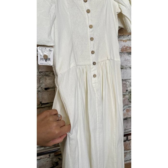 Free People New Free People Aint She A Beaut Puff Sleeve Midi M Ivory