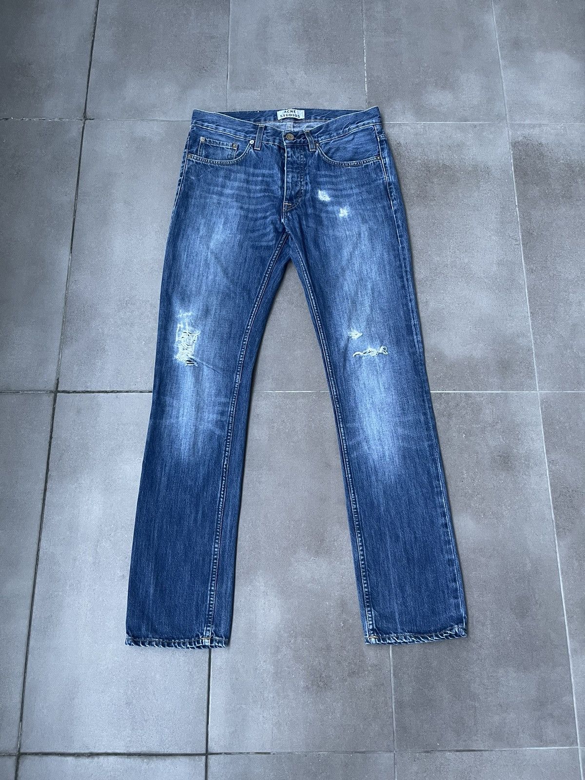 Acne Studios Acne Studios Roc Verakai Distressed Indigo Denim Pants ...