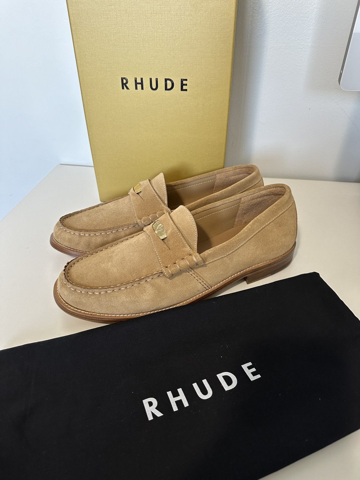 Rhude Rhude Tan Suede Ivy Penny Loafer Shoe 10 NEW | Grailed