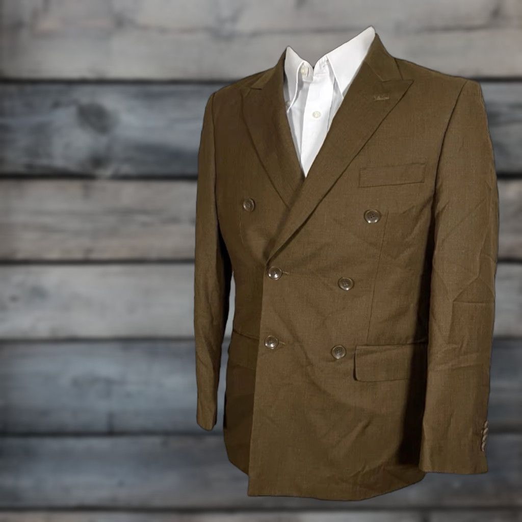 Vintage Lineage Blazer Jacket Mens 38S Light Brown Double Breasted Peak ...