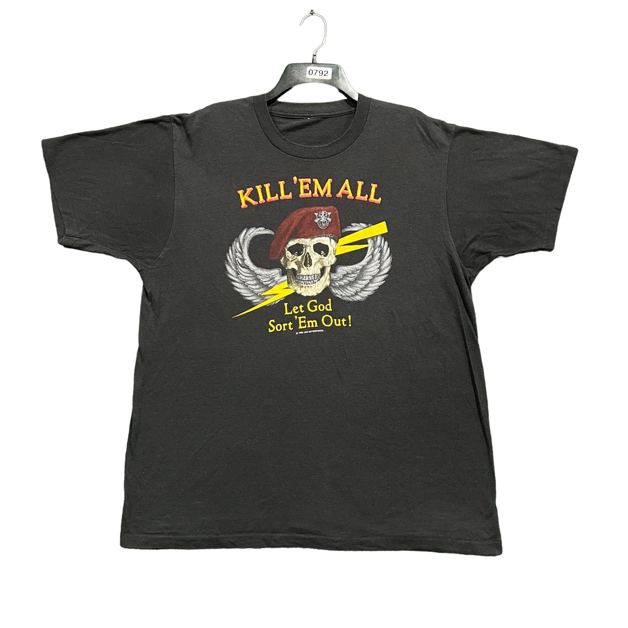 Vintage Vintage 1983 Kill em all let god sort em out T-Shirt size L ... Vintage Vintage 1983 Kill em all let god sort em out T-Shirt size L ...