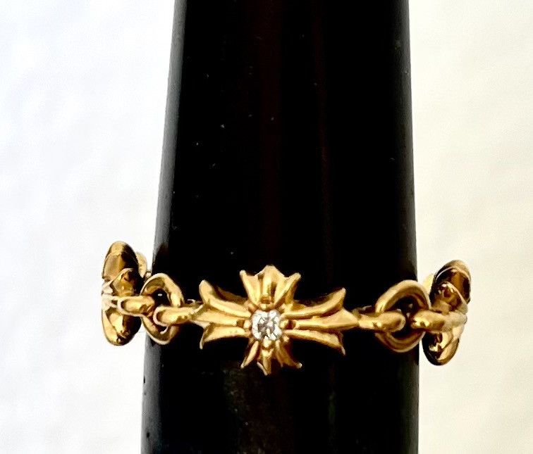 Chrome Hearts Tiny E CH plus gold diamonds Chrome Hearts ring | Grailed