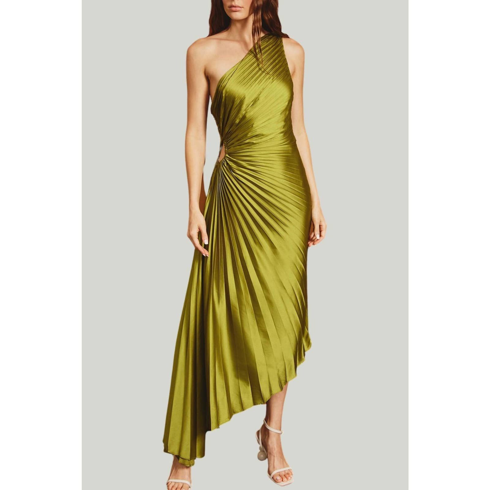 Designer DRESS FORUM Stella Pleated Midi Dress In Olive Green | Grailed