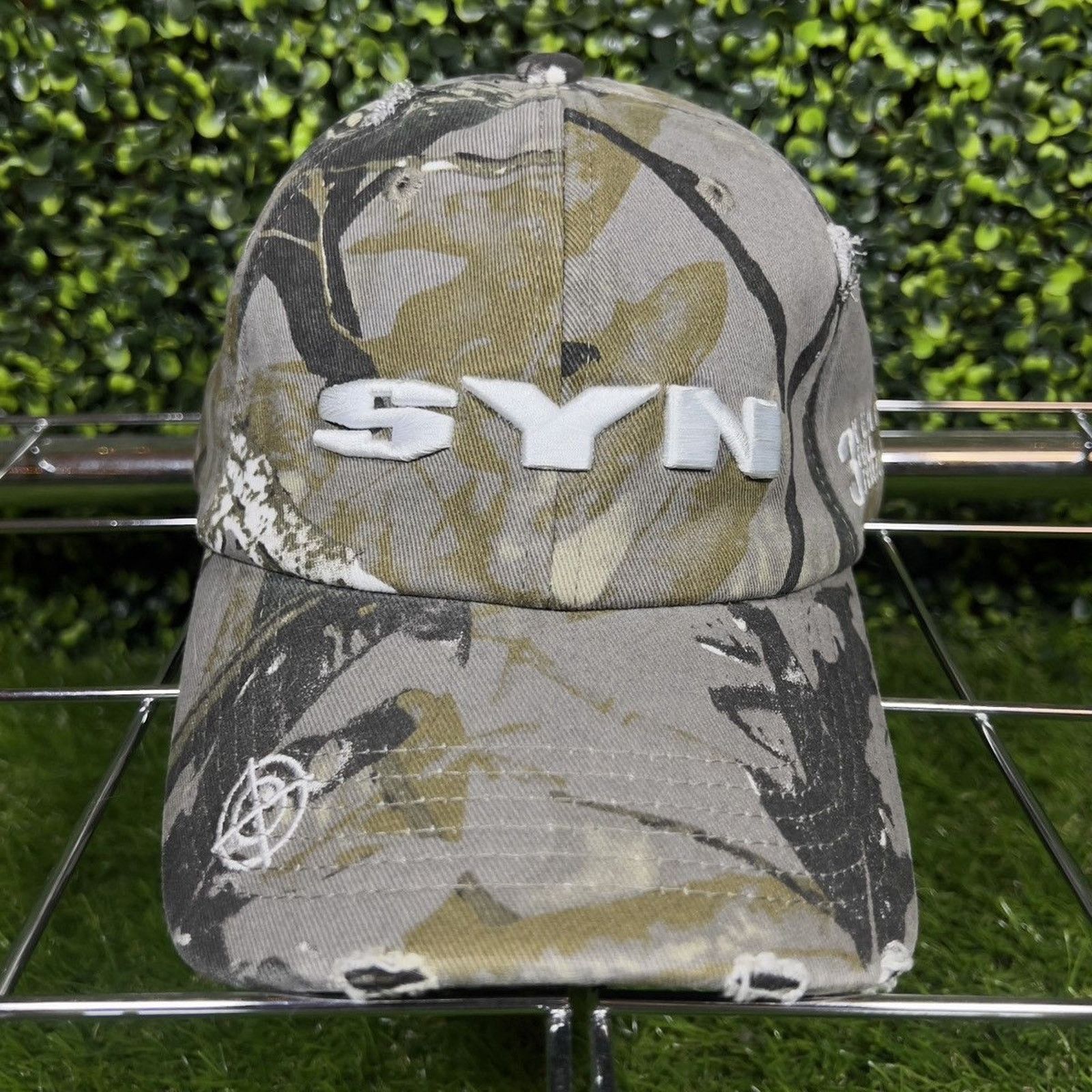 Streetwear Synical Global Distressed Tree Camo Logo Hat | Grailed