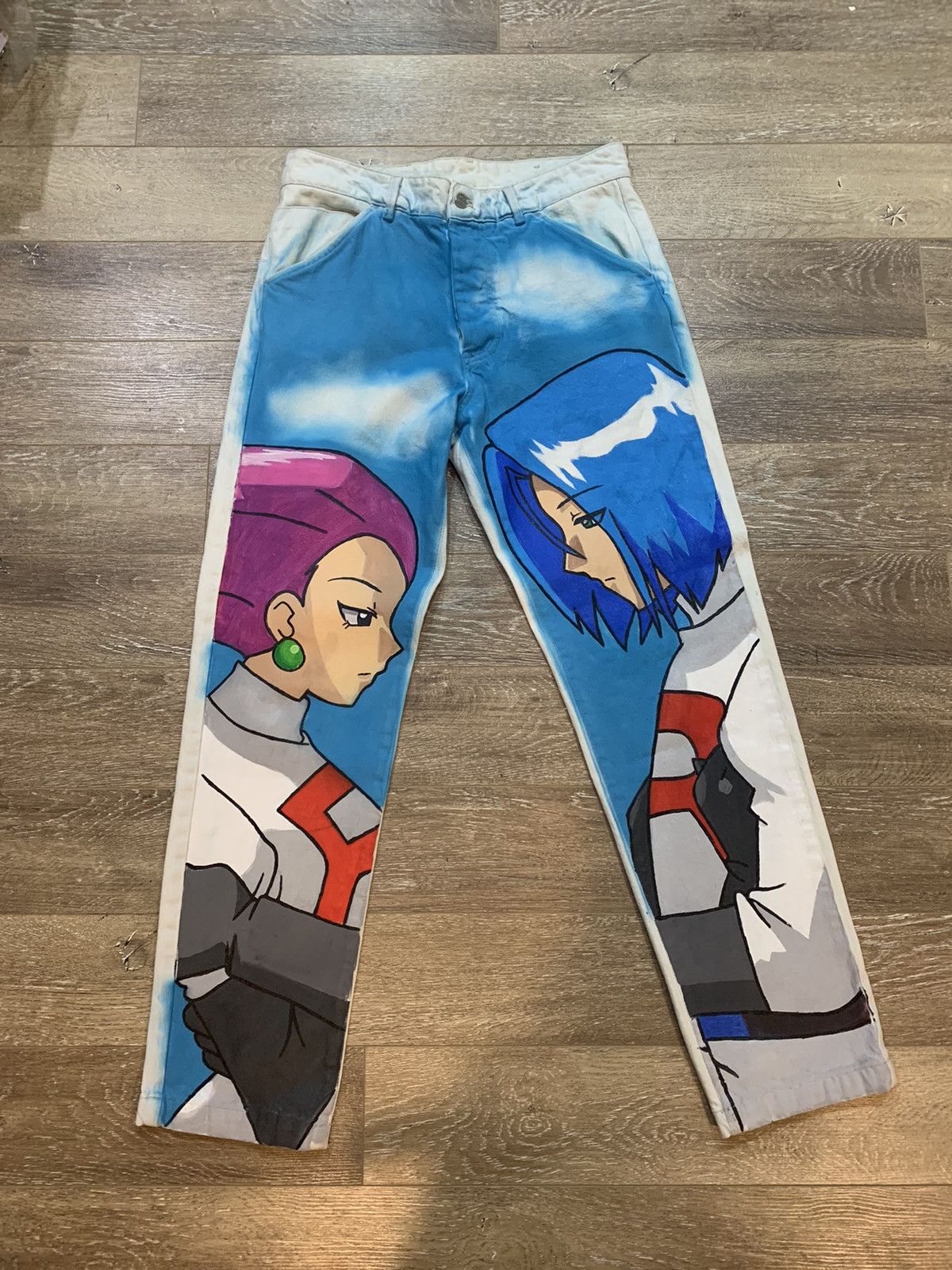 Custom Pokémon team rocket custom painted pants | Grailed