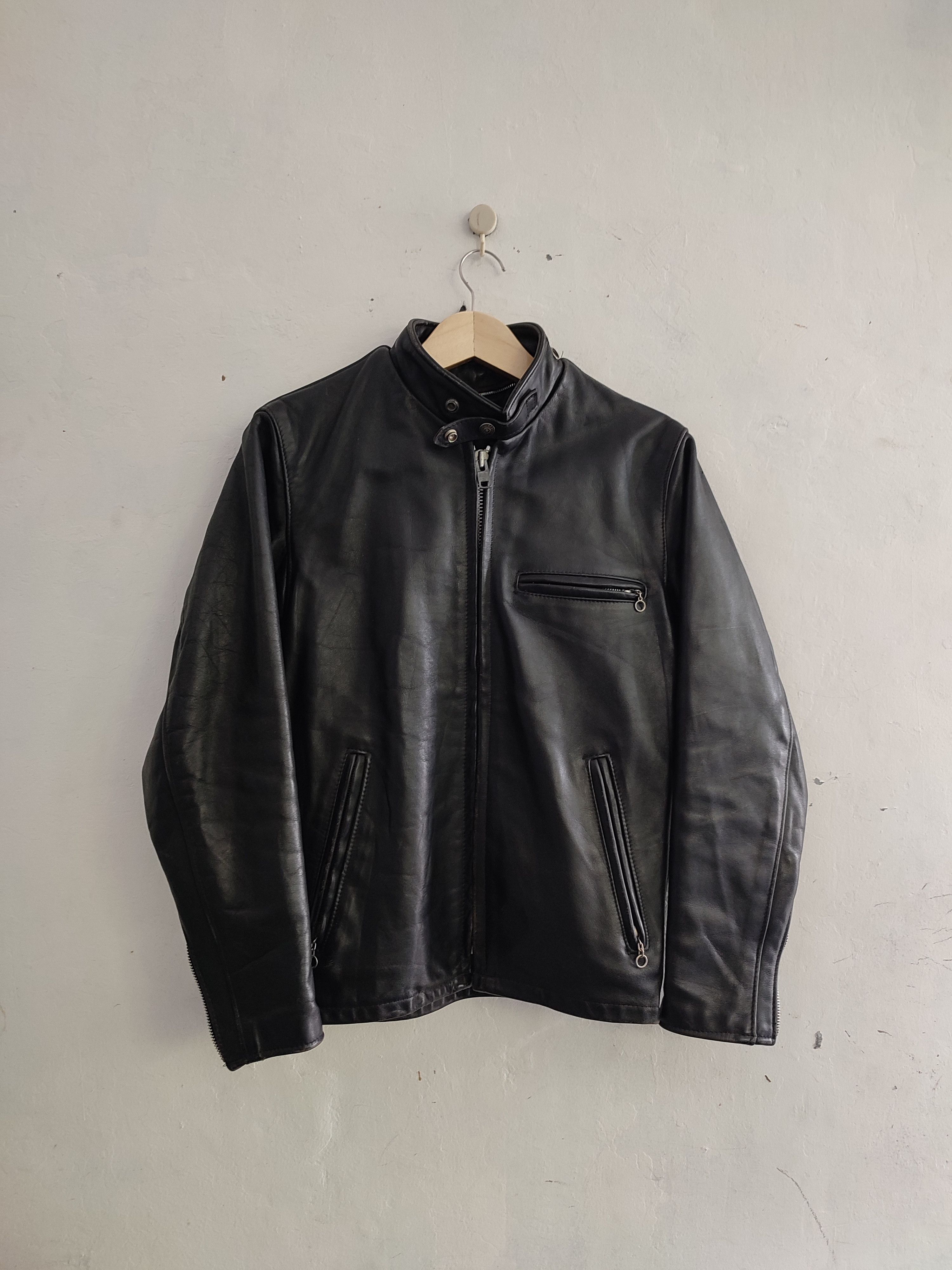 Genuine Leather × Leather Jacket × Vintage Vintage Schott 641 Black ...