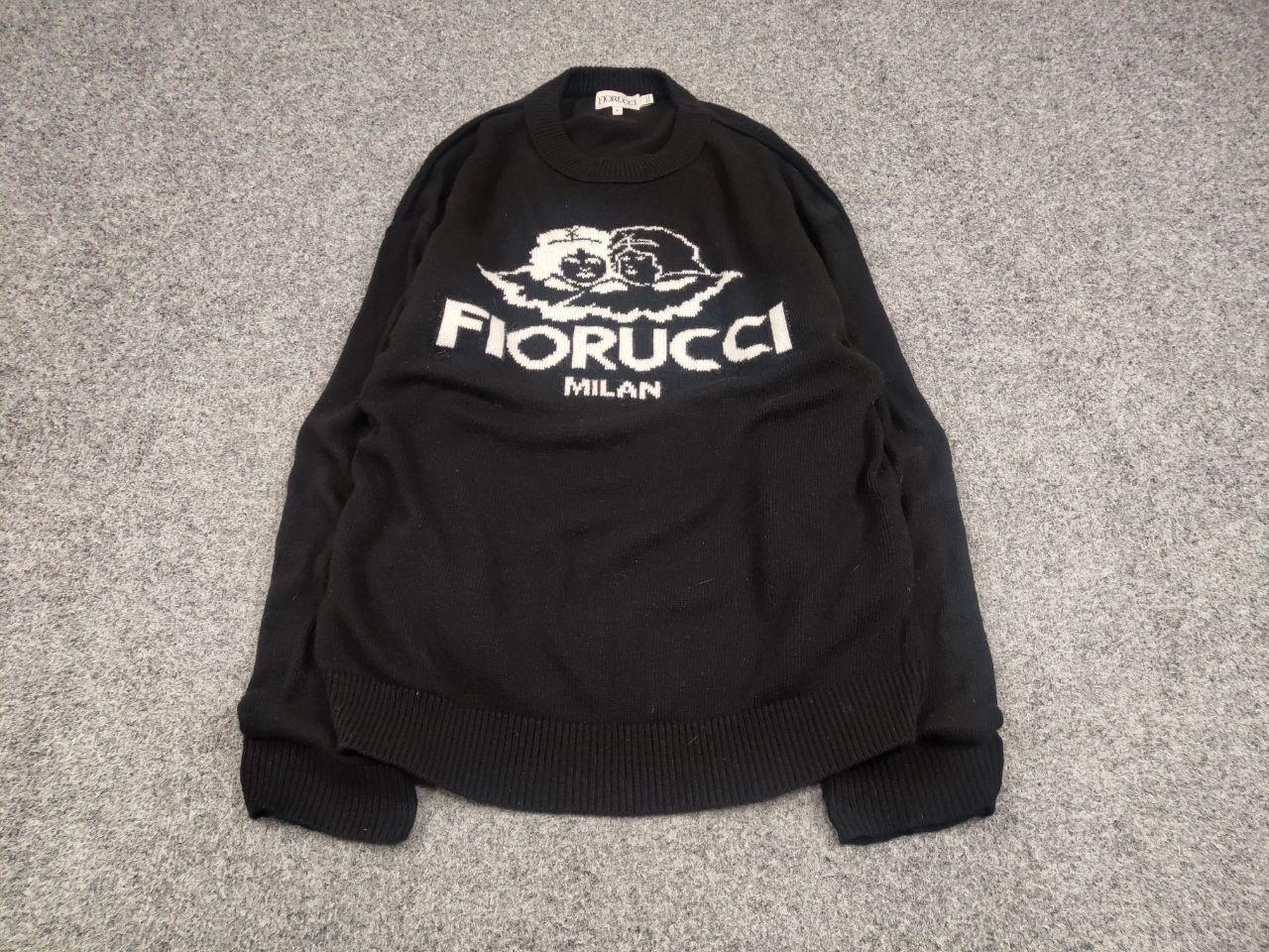 Designer Fiorucci Milano Angels Logo Design Black knit jumper Sweater ...