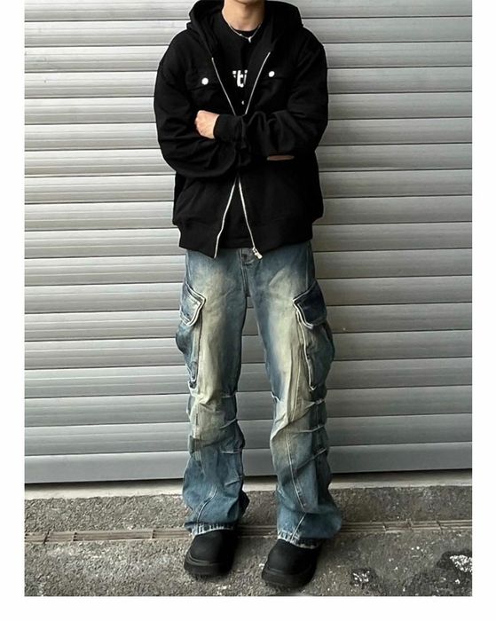 Vintage washed faded flared cargo grunge jeans | Grailed