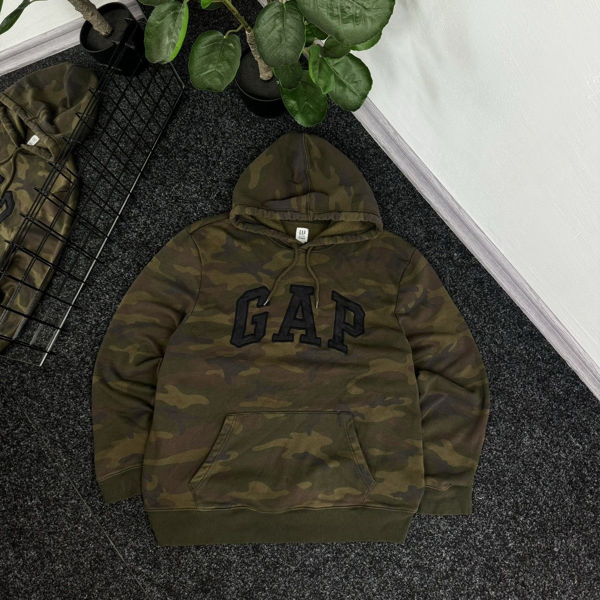 Camo × Gap × Streetwear RARE VINTAGE Gap For Good Camo Embroidery Spell Out Hoodie | Grailed