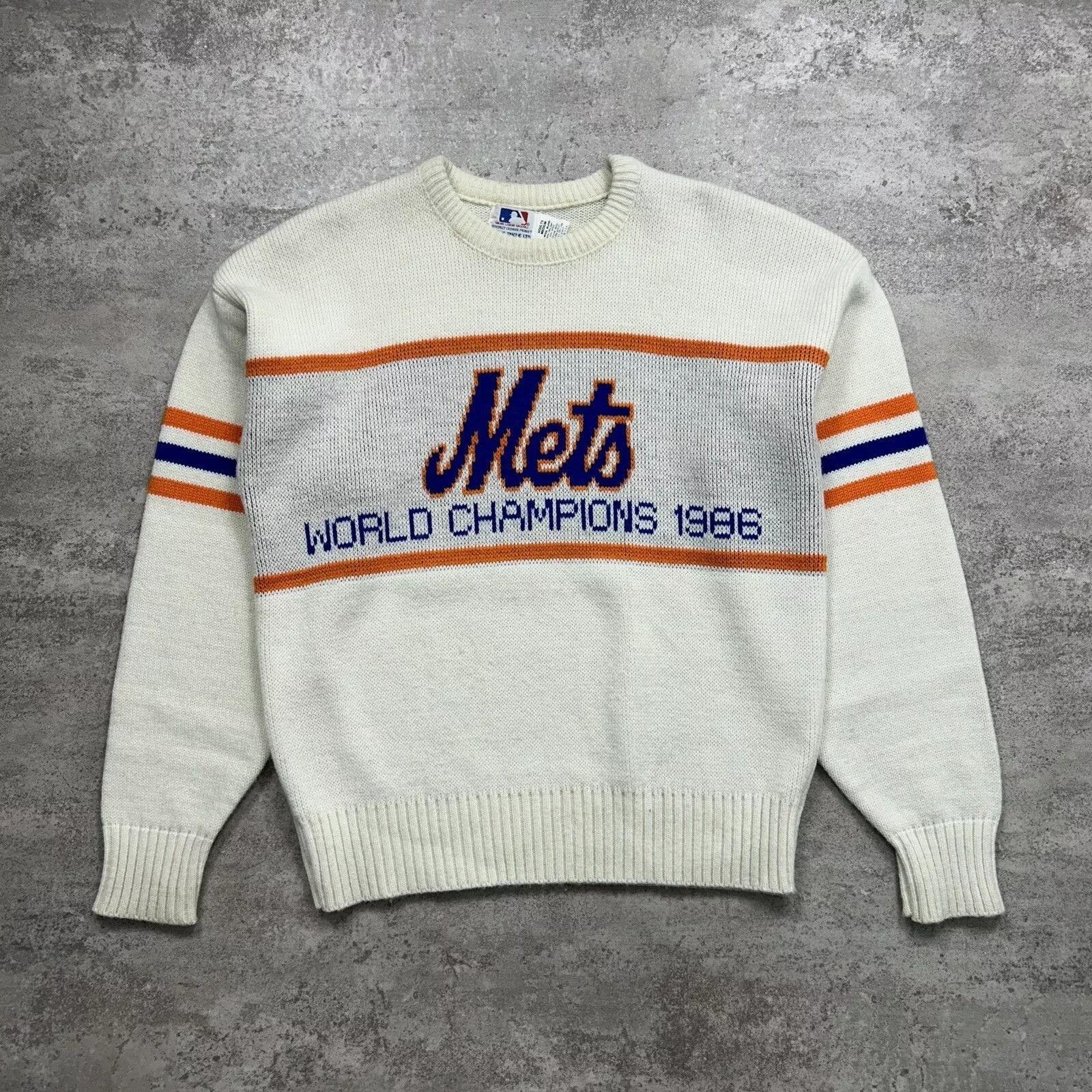 MLB × Vintage RARE NEW YORK METS 1986 WORLD CHAMP CLIFF ENGLE WOOL KNIT ...
