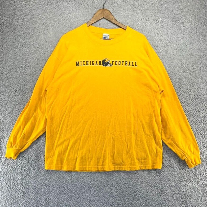 Logo 7 Vintage Michigan Football Shirt Mens Extra Large Yellow Spellout ...