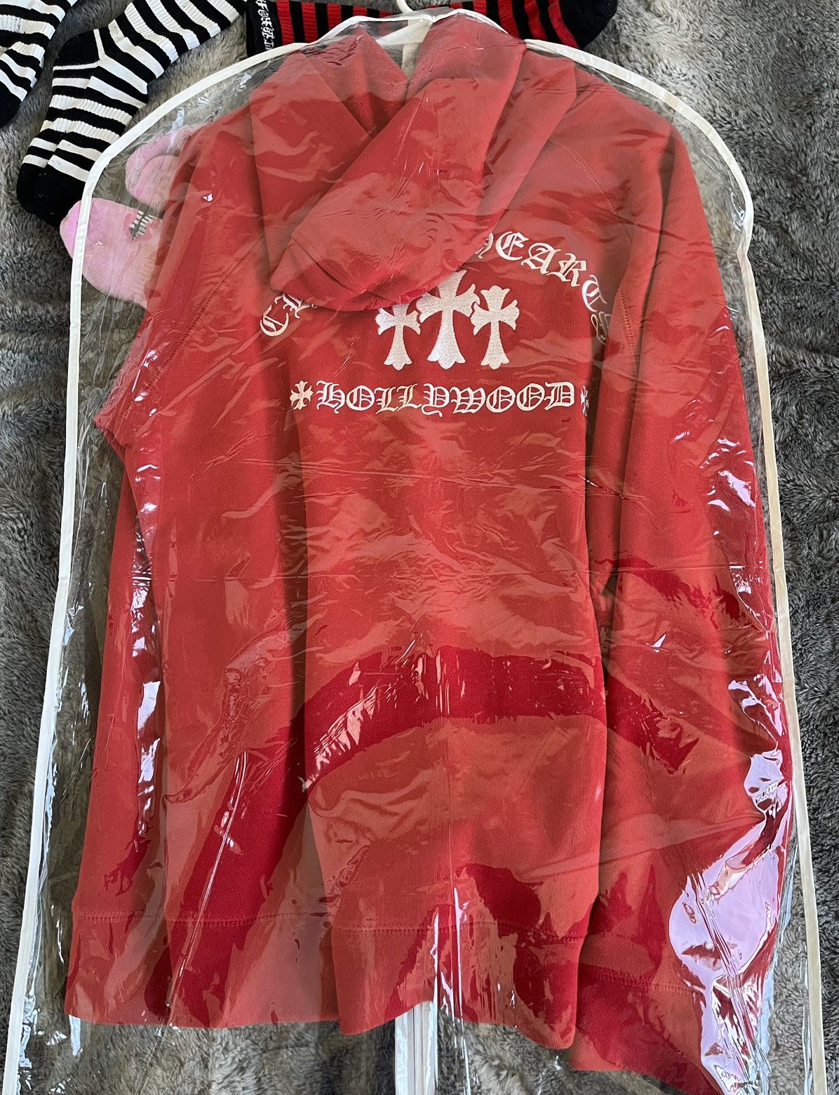 Chrome Hearts red chrome hearts embroidered hollywood zip up xl | Grailed