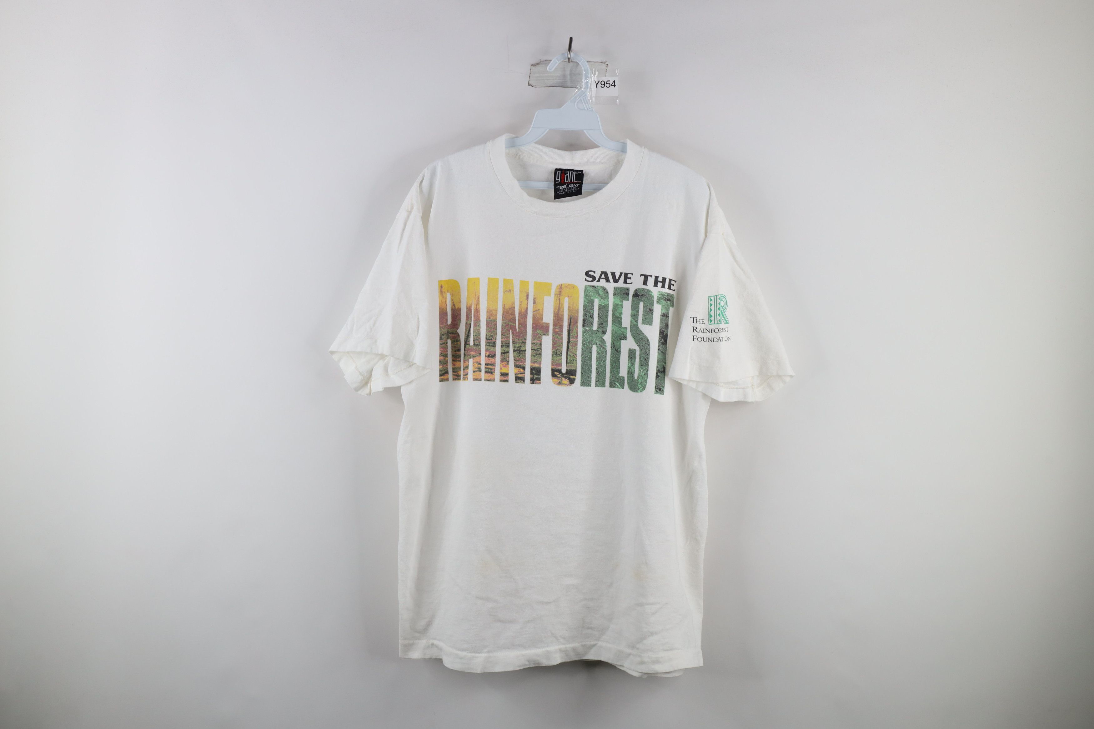 Vintage Vintage 90s Streetwear Save The Rainforest T-Shirt White USA ...