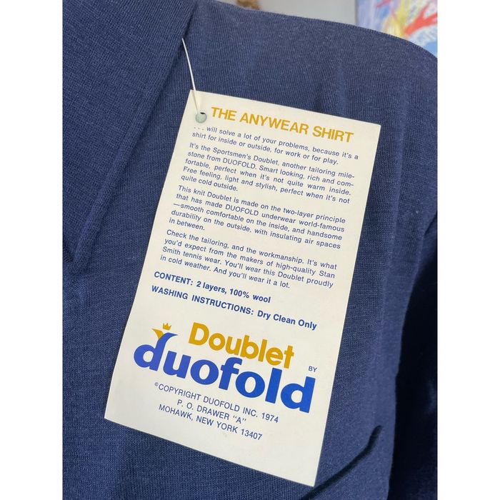 Vintage Deadstock Duofold 100% Wool Navy 70s Half Zip Mens Shirt XL ...