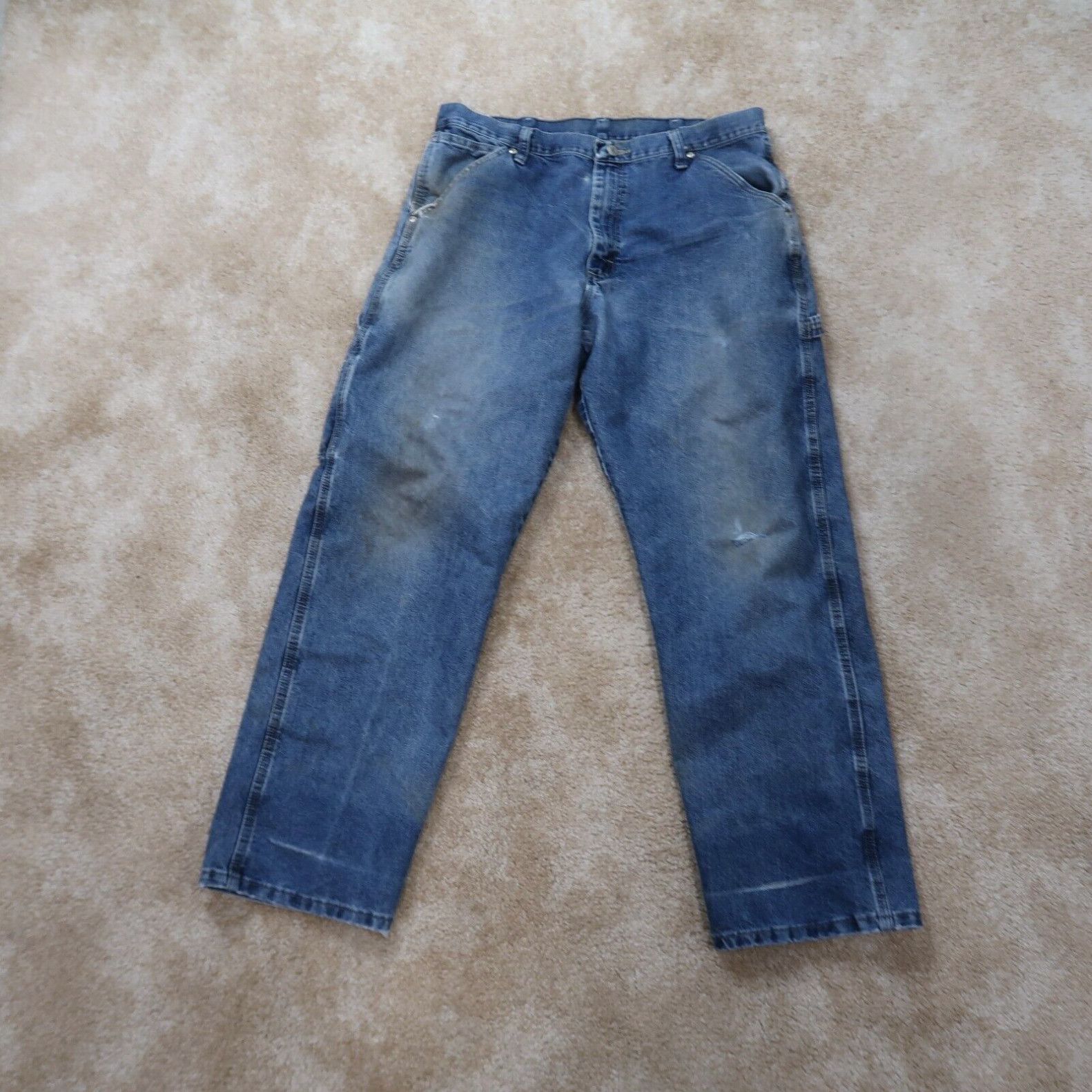 Wrangler Wrangler Carpenter Blue Jeans Work Pant Men's 34x30 Distressed ...