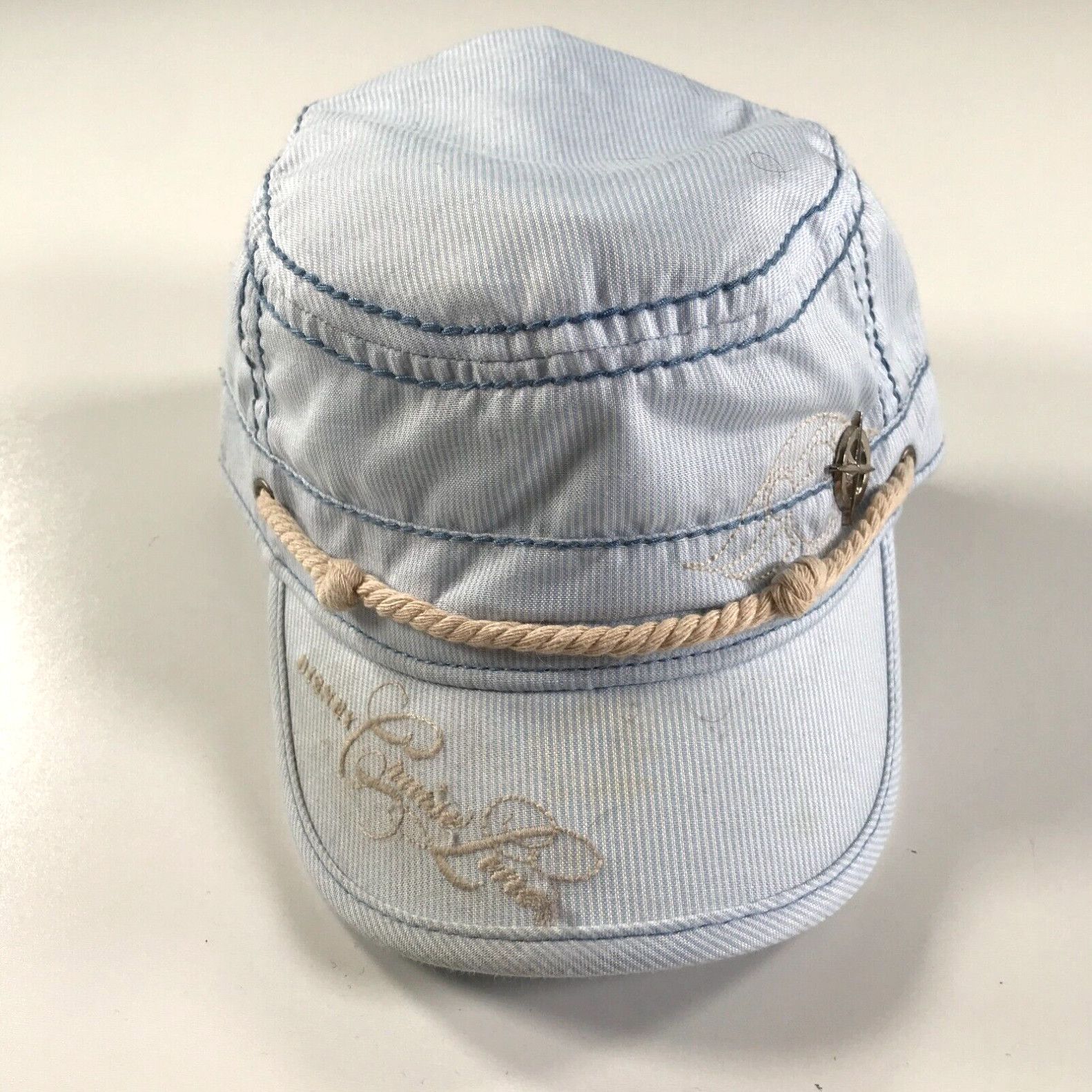 Disney Disney Cruise Lines Hat Cap Light Blue Striped Captains Ship Wheel Rope * | Grailed