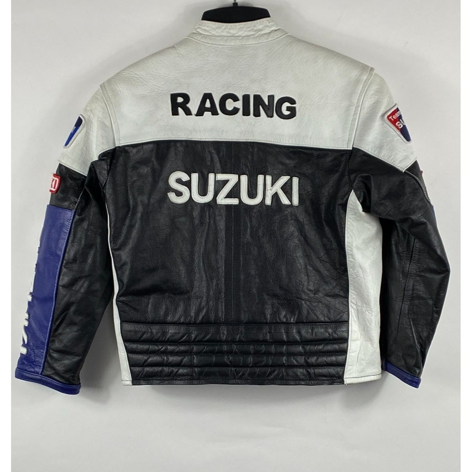 Vintage Vtg Real Leather Quilt Lined Suzuki Racing Jacket Multicolor ...