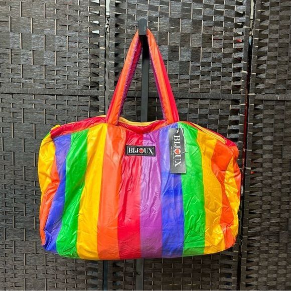 Vintage Bijoux Deadstock Vintage Rainbow colorful duffel bag 90s lar ...