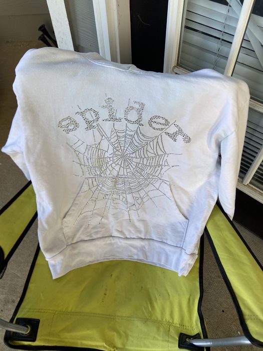 Spider Worldwide Spider OG White Rhinestone Hoodie | Grailed
