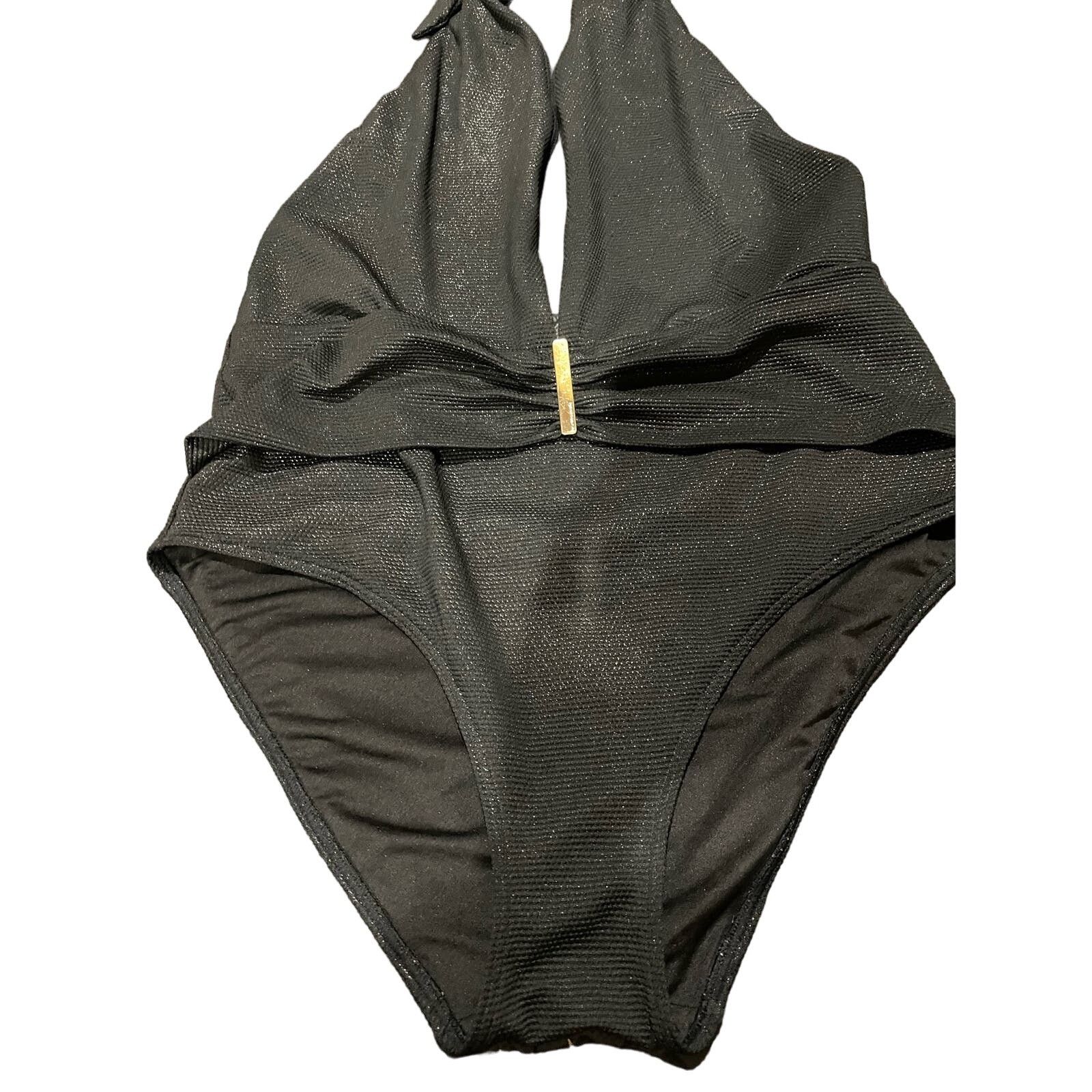 Victoria's Secret Victoria's Secret Black Sparkle Plunge Bathing Suit ...