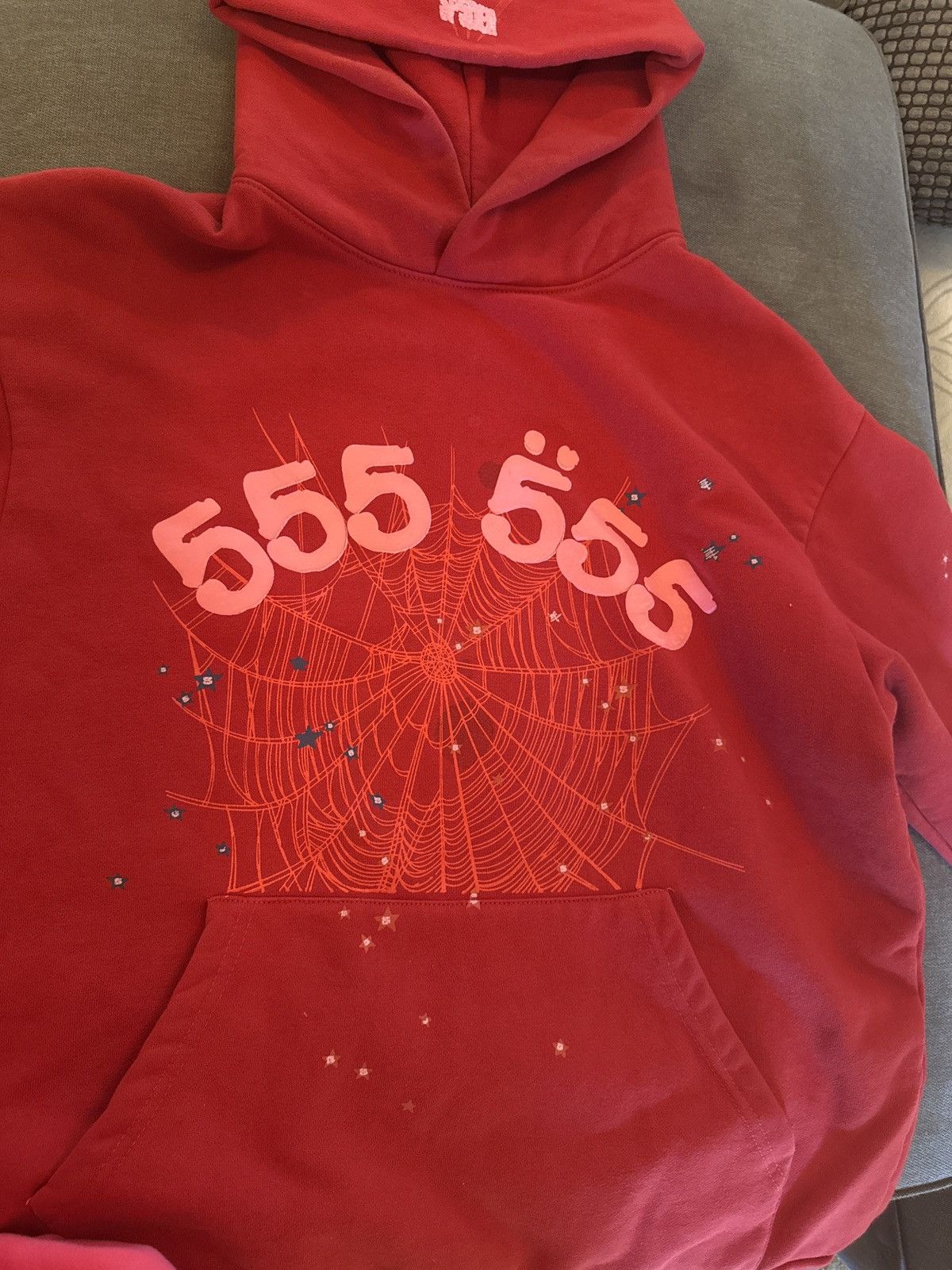 Sp5der Sp5der Worldwide Red Angel Number 555 Hoodie | Grailed