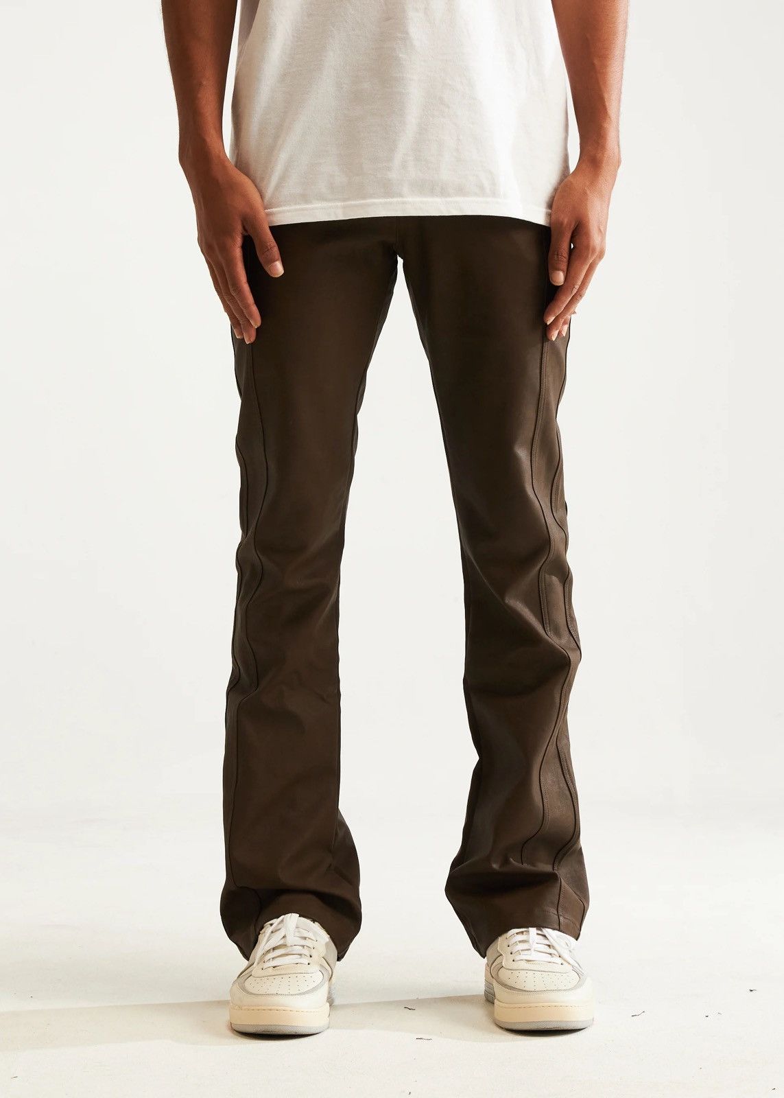 Embellish Embellish Mont Flare Leather Pants (Brown) | Grailed