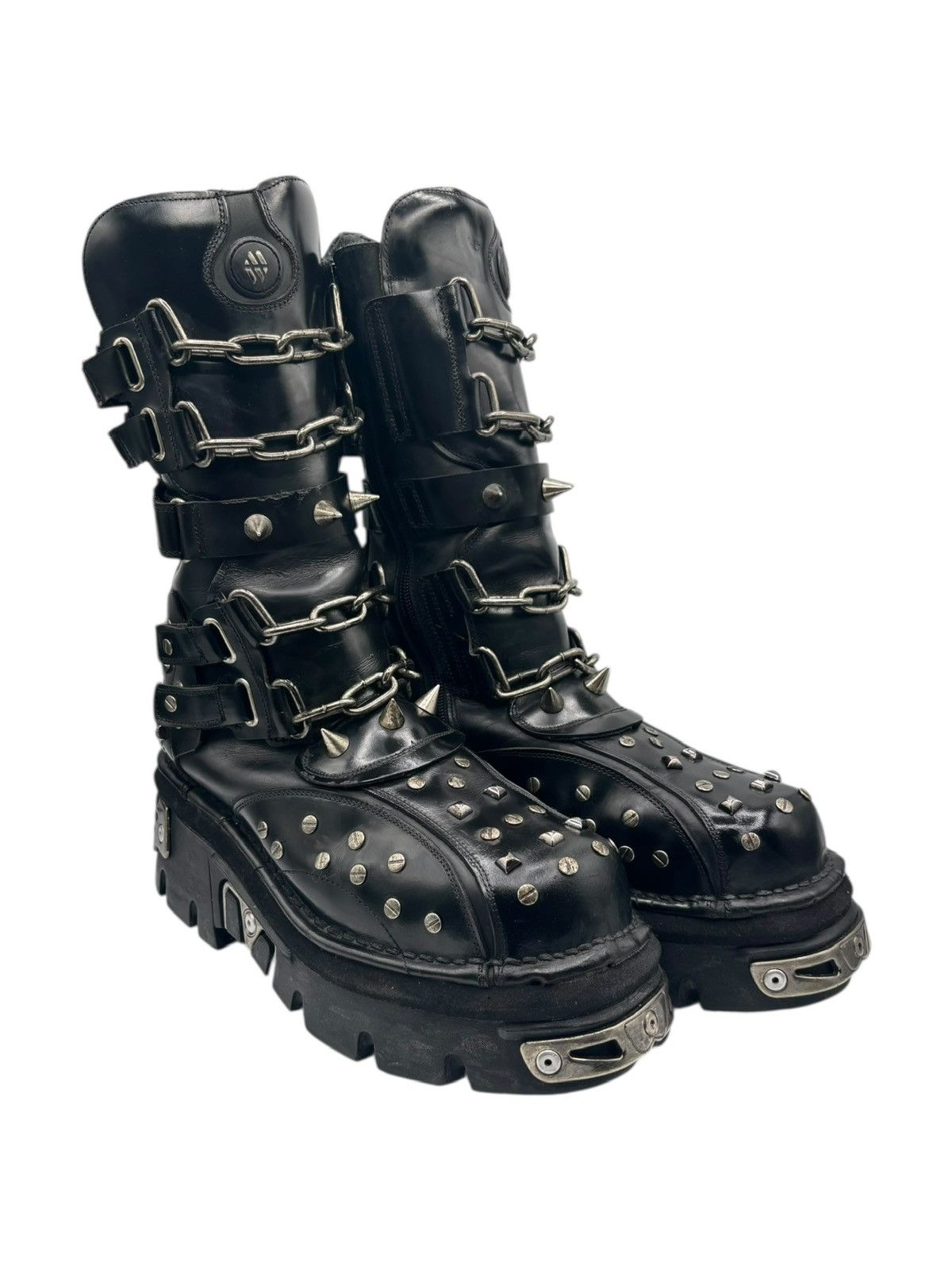 New Rock Vintage New Rock studded leather boots Size 44 | Grailed