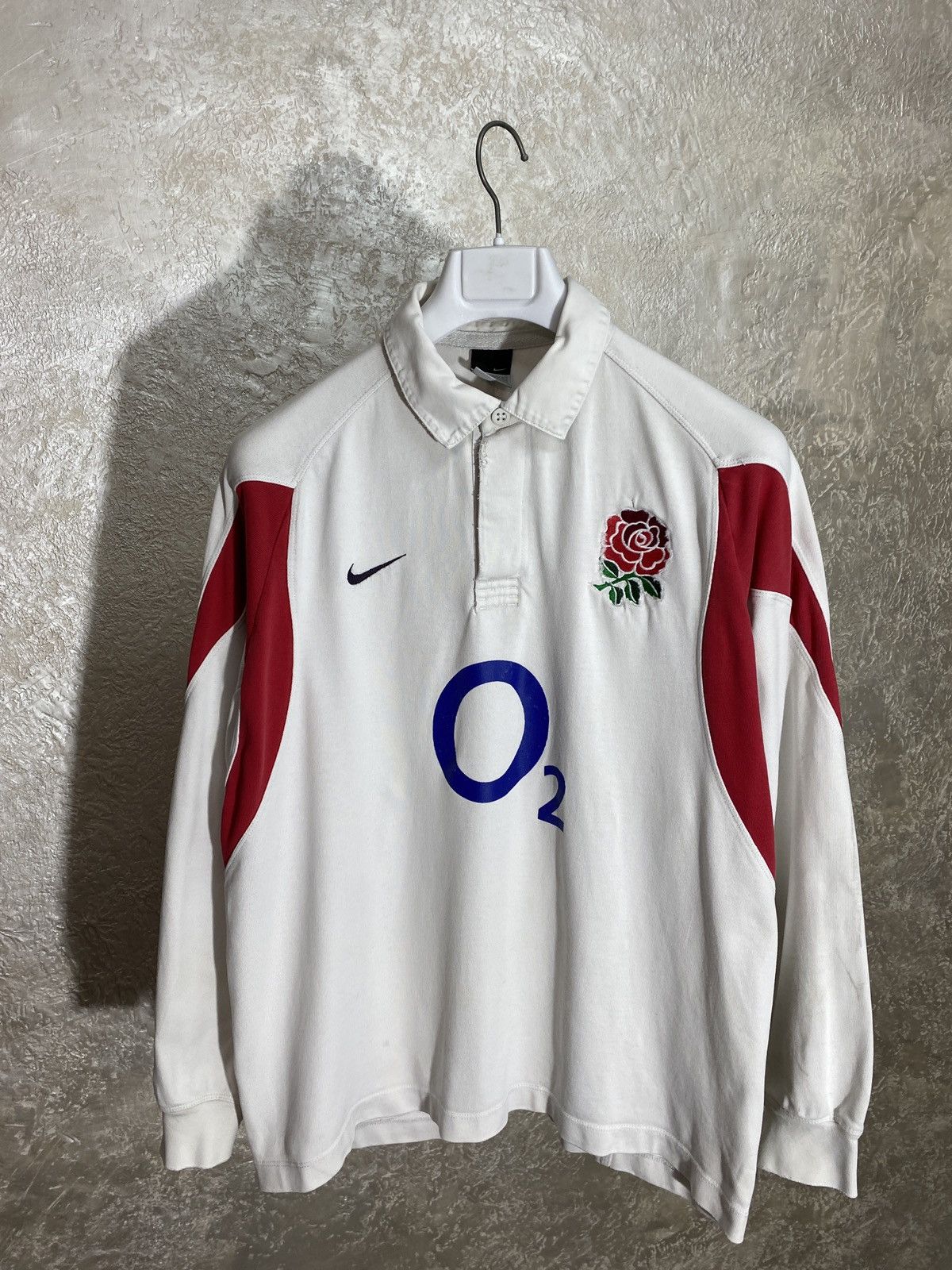 Nike × Vintage S-M Y2K NIKE O2 VTG 1990s Rugby long sleeve polo shirt ...