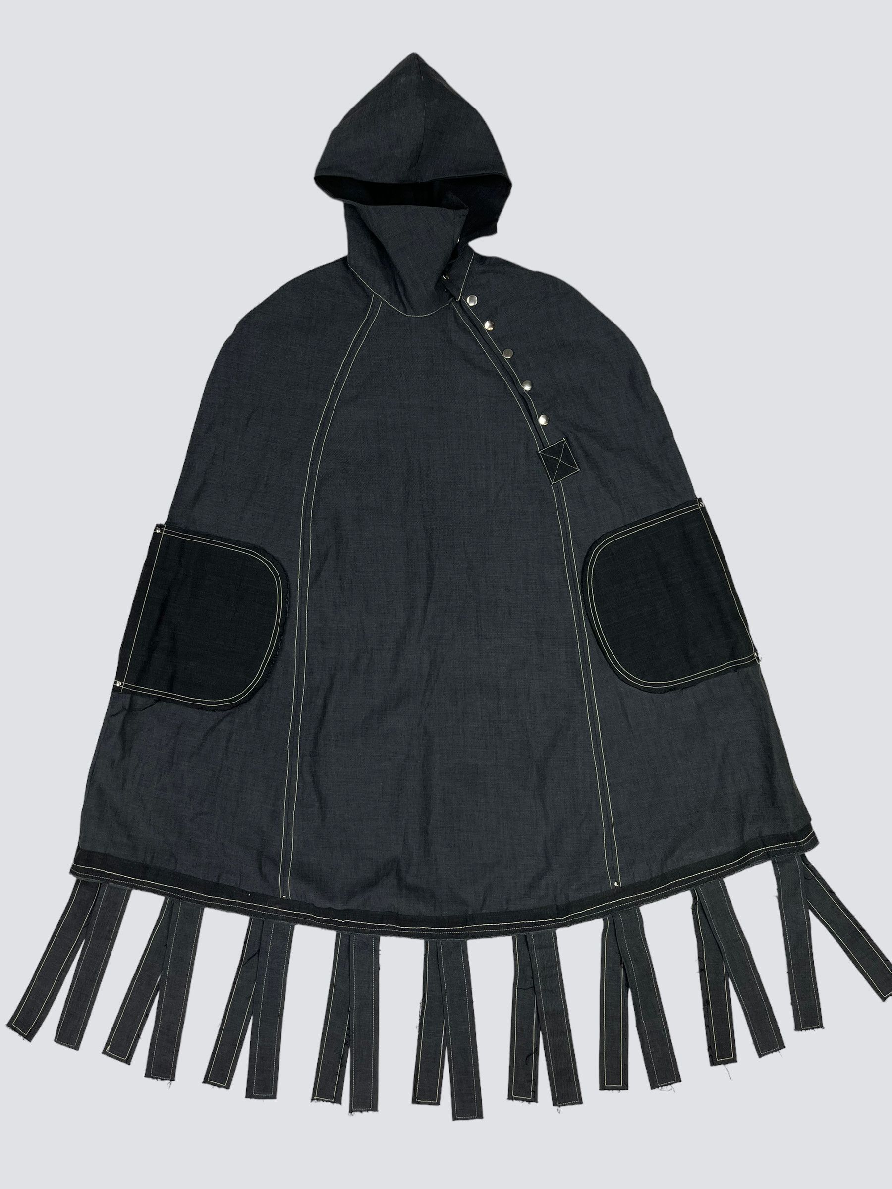 Archival Clothing ARCHIVE UPCYCLE BONDAGE HEAVY PONCHO WITH NINJA HOOD ...