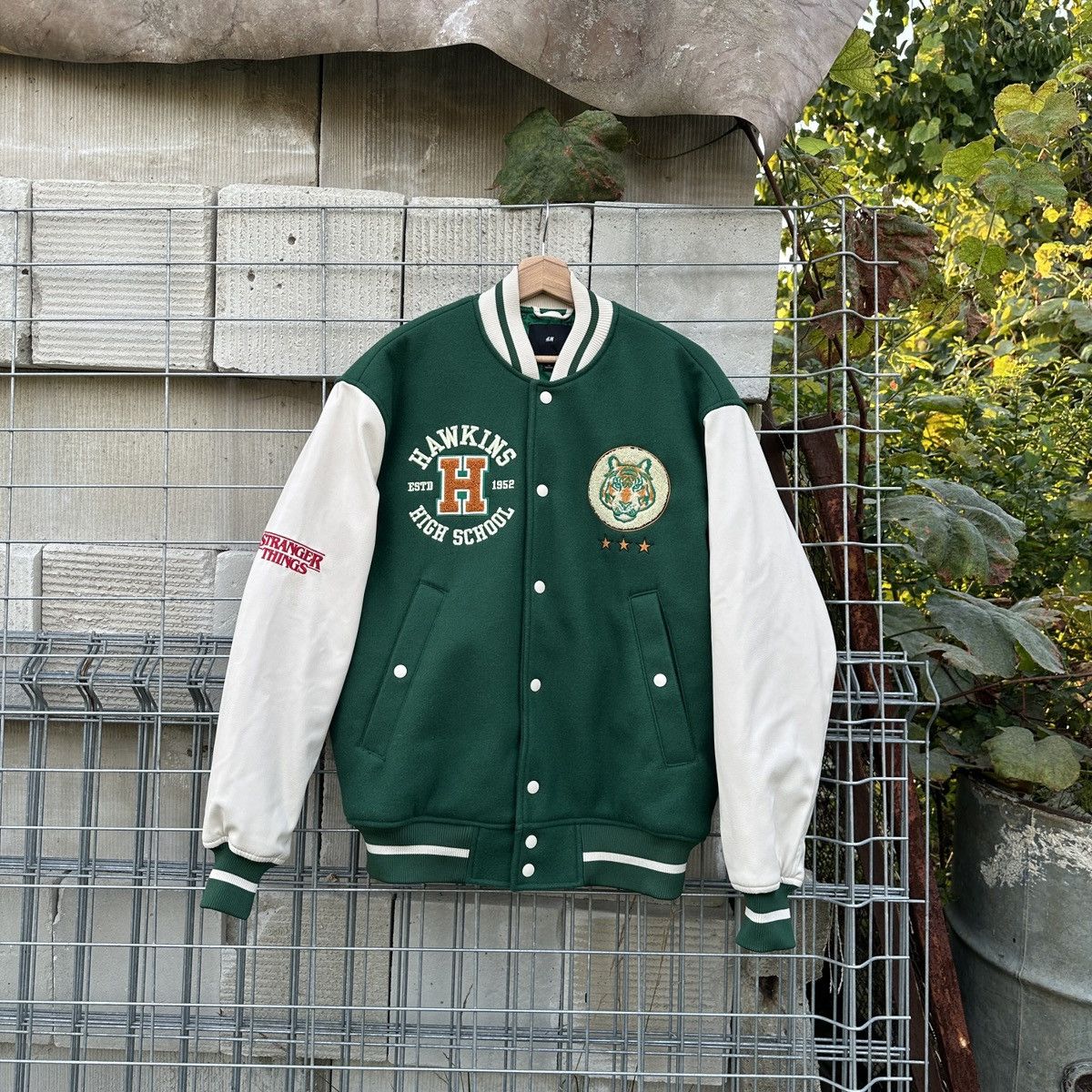 H&M H&M x Stranger Things Varsity Jacket Bomber Hawkins Tigers M | Grailed