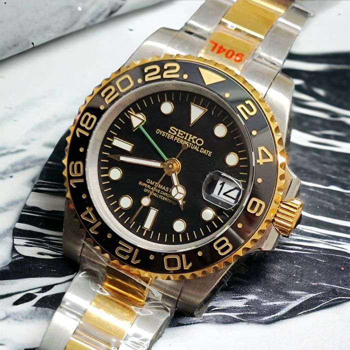 Seiko Seiko Mod GMT Master 2 Two Tone NH34 Luxury Watch Gold Steel ...