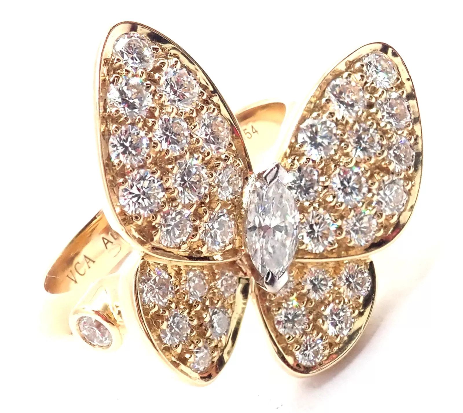 Cartier 18k Yellow Gold Diamond Two Butterfly Ring Cert. | Grailed