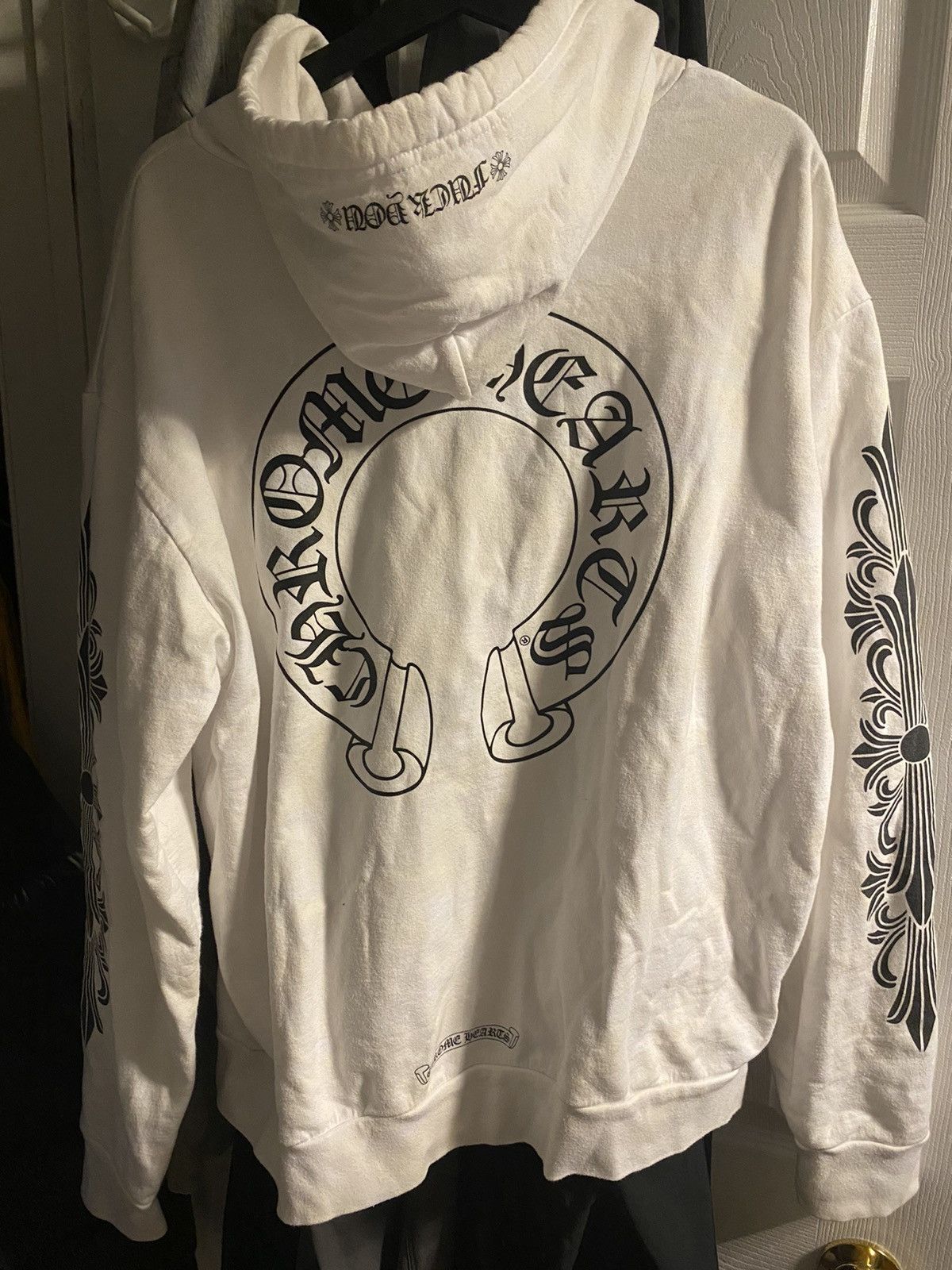 Chrome Hearts CHROME HEARTS WHITE FLORAL ZIP-UP HOODIE WITH FU HOOD ...