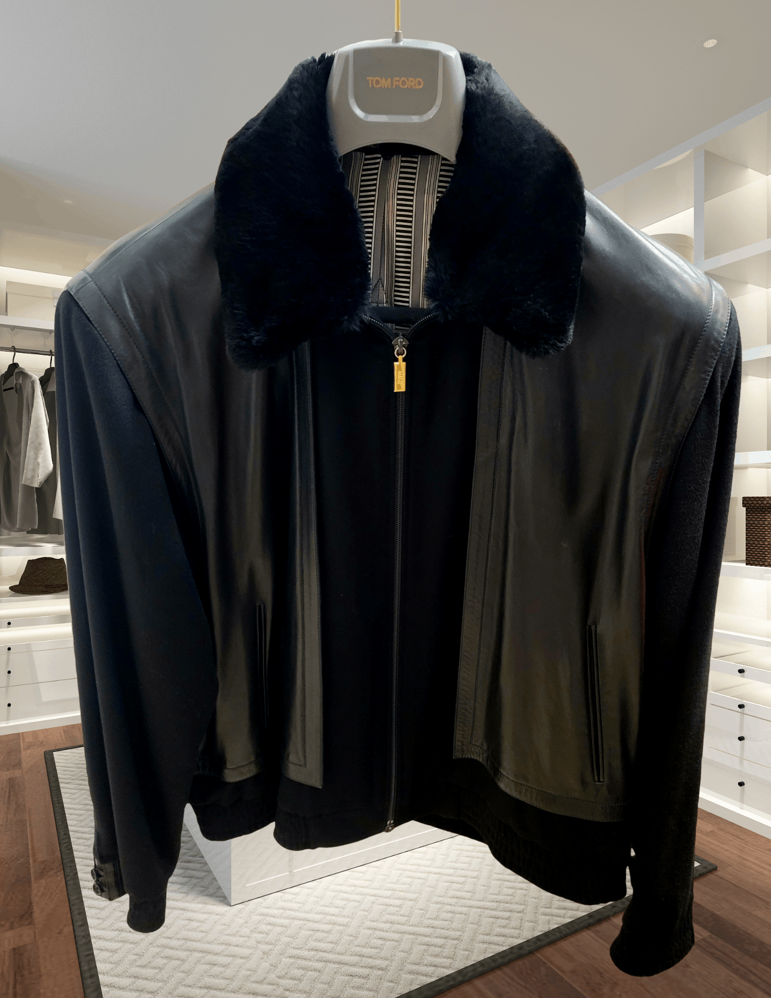 Zilli Zilli Black Nappa Leather and Cashmere Bomber Jacket | Grailed