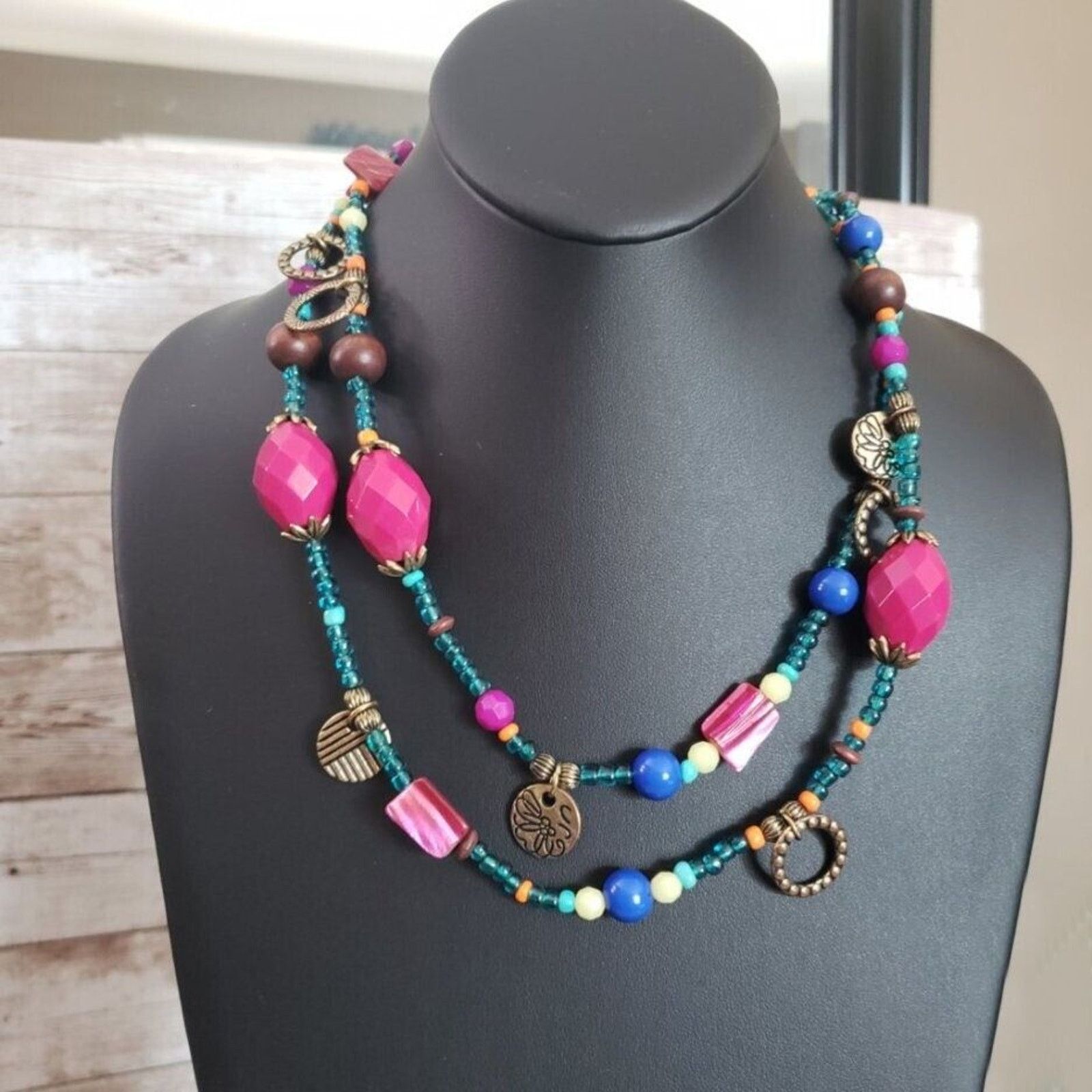 Other Vintage Necklace Long Multi Colored Statement Can Be Layered ...