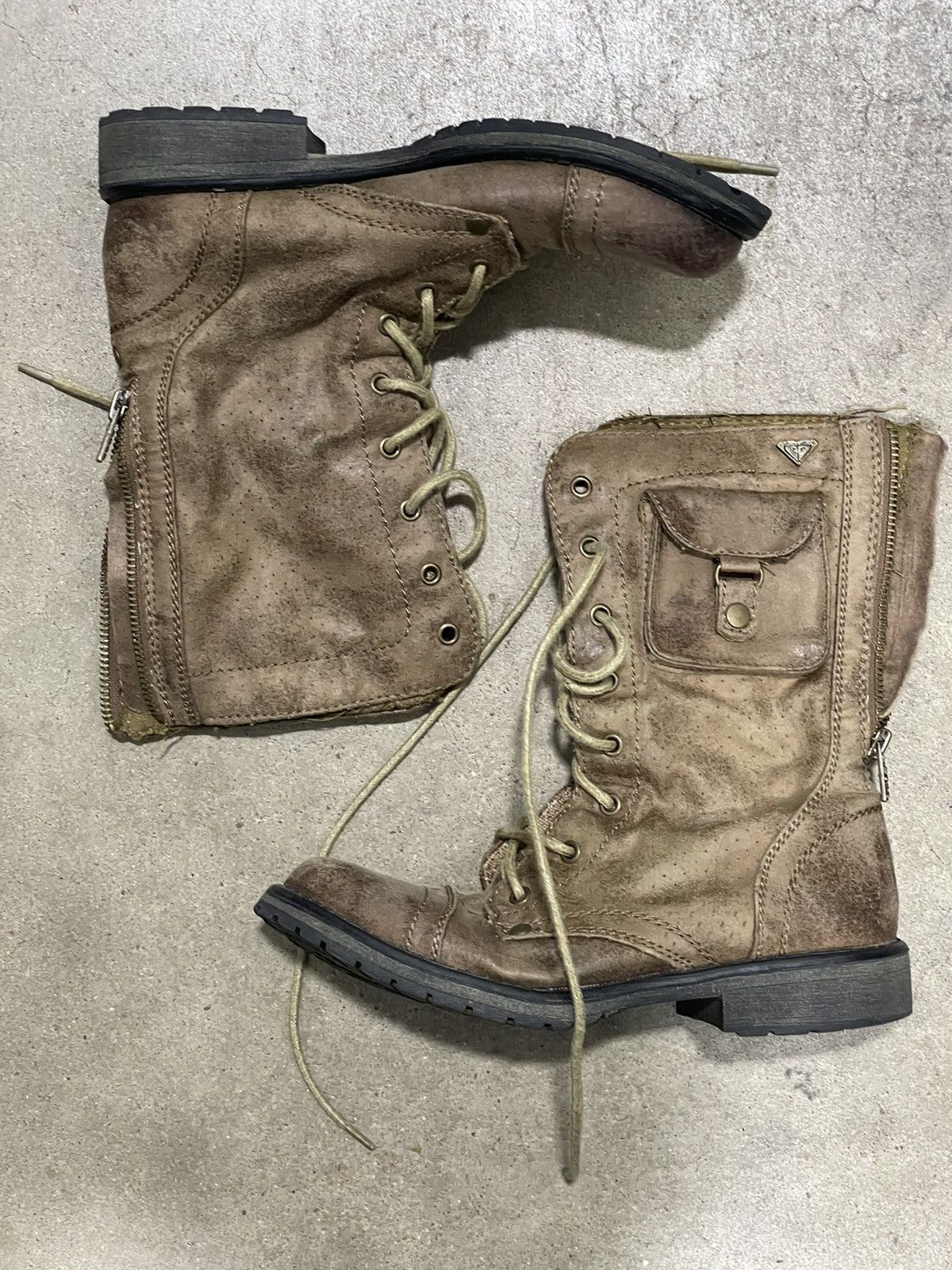 Vintage roxy cargo pocket combat boots | Grailed